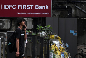 SOPA Images - Gallery - IDFC First Bank logo in Mumbai, India