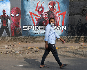 SOPA Images - Gallery - Spider man graffiti in Mumbai, India