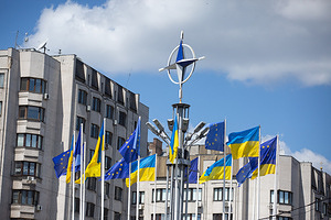 SOPA Images - Gallery - National flags of Ukraine and European Union in ...