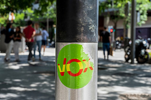 SOPA Images - Gallery - Vox sticker seen on the street in Madrid, Spain