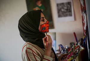 SOPA Images - Gallery - Face Mask painting in Gaza, Palestine